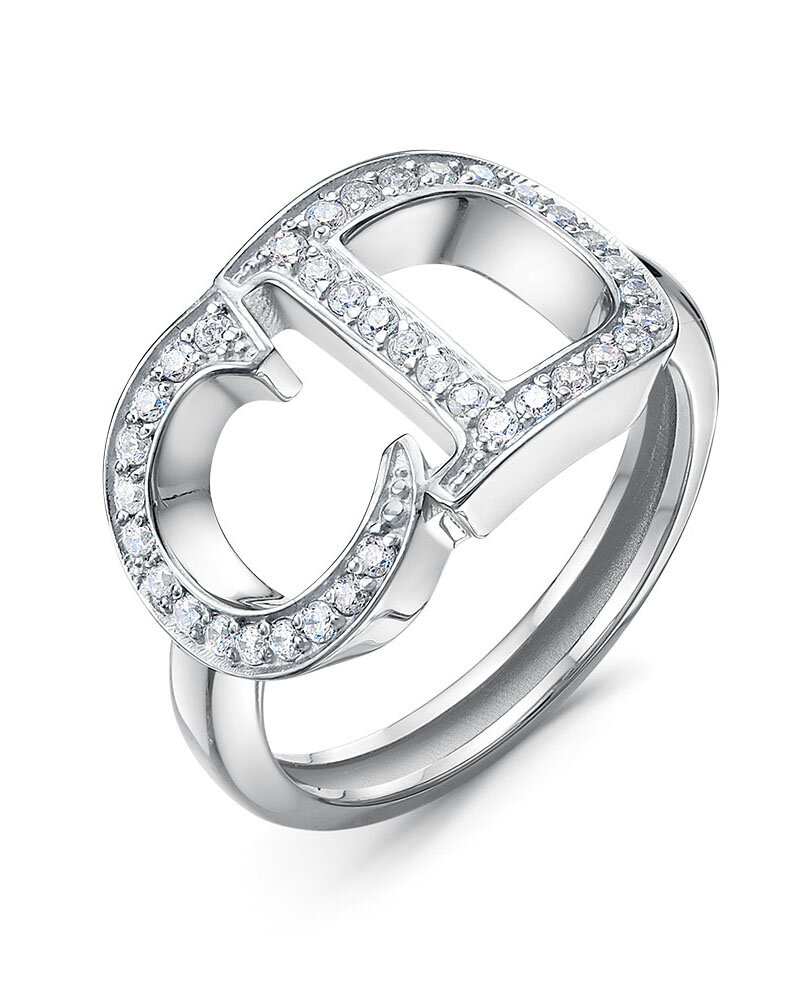 Кольцо на фалангу, серебро, 925 проба, родирование, фианит