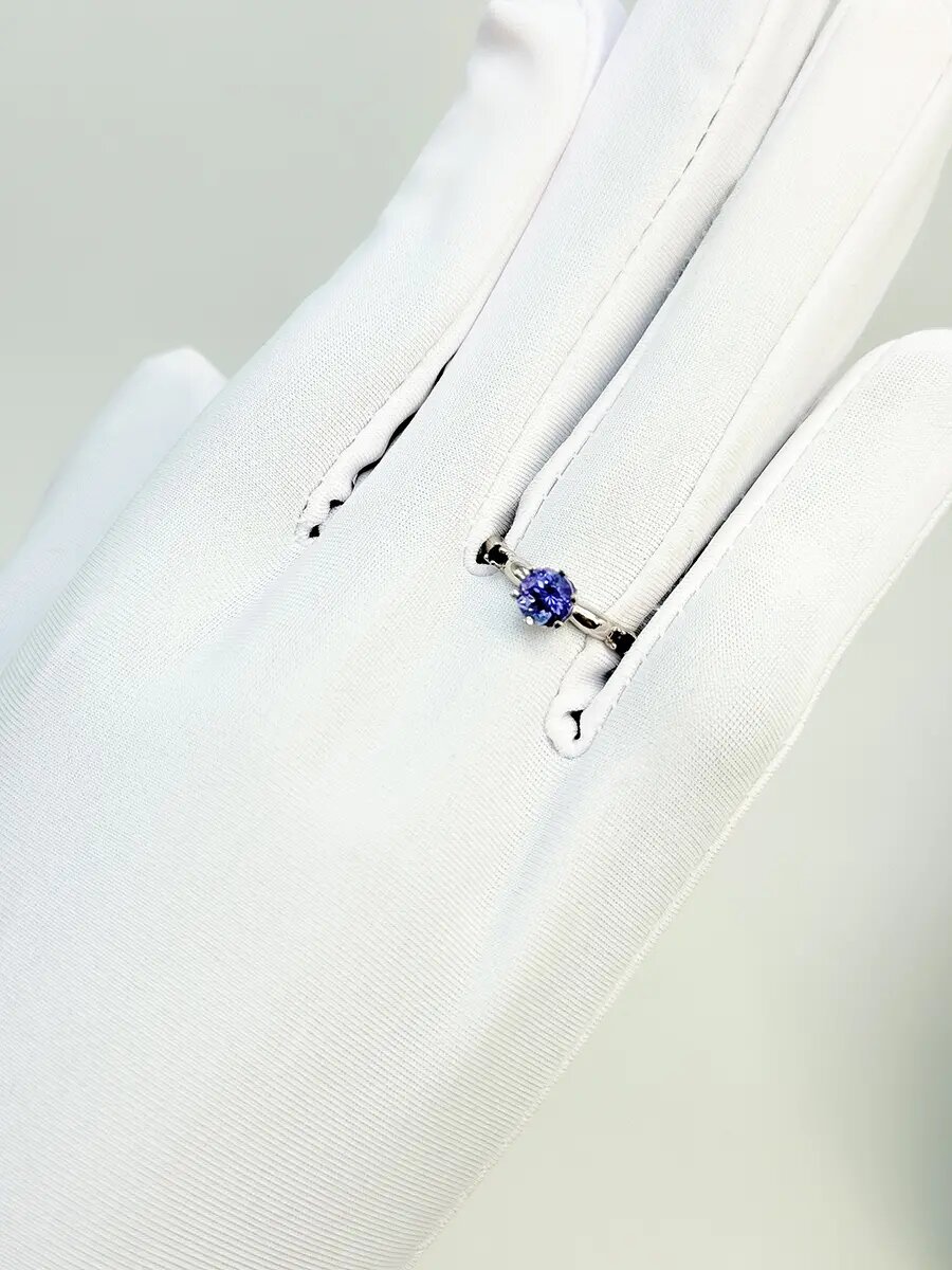 Кольцо, серебро, 925 проба, родирование, шпинель, танзанит