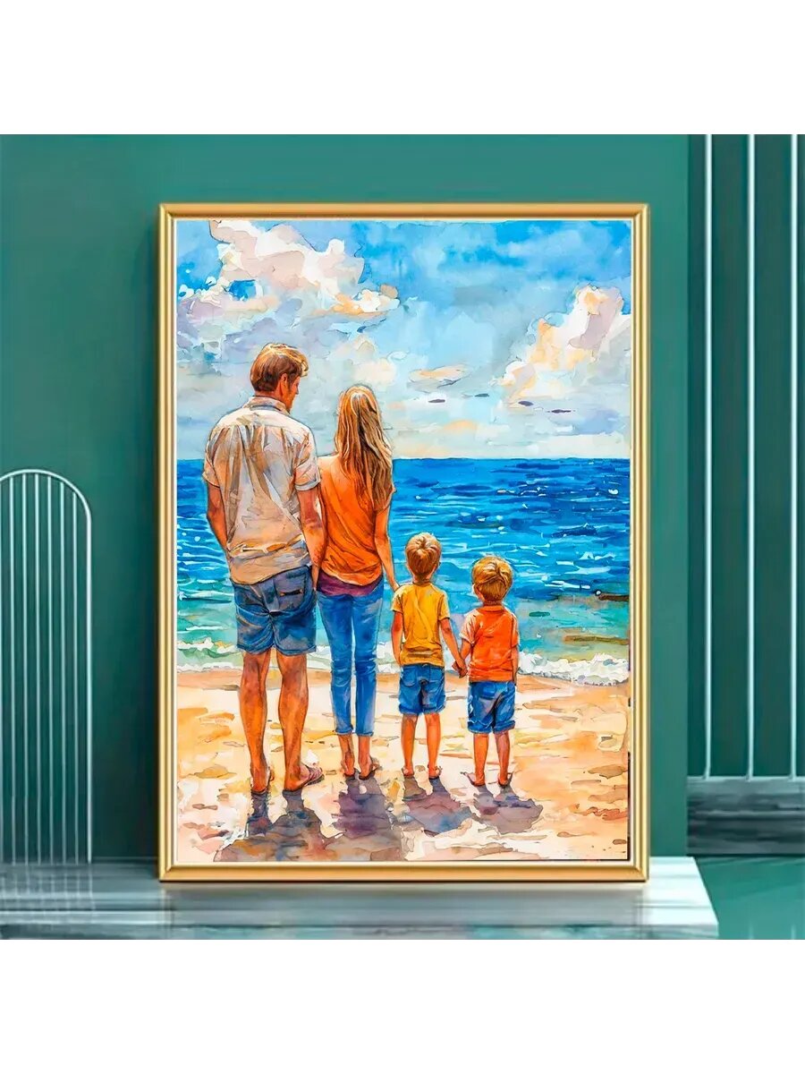Картина на стену для интерьера "Семья на море" 40х50 см