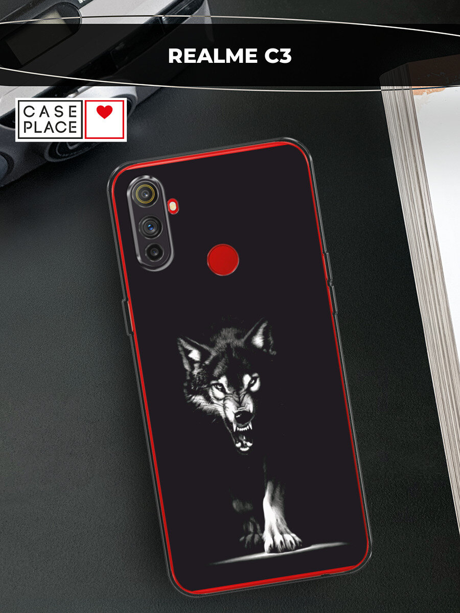 Чехол на Realme C3 / Реалми C3 с принтом Волк выходит из ночи