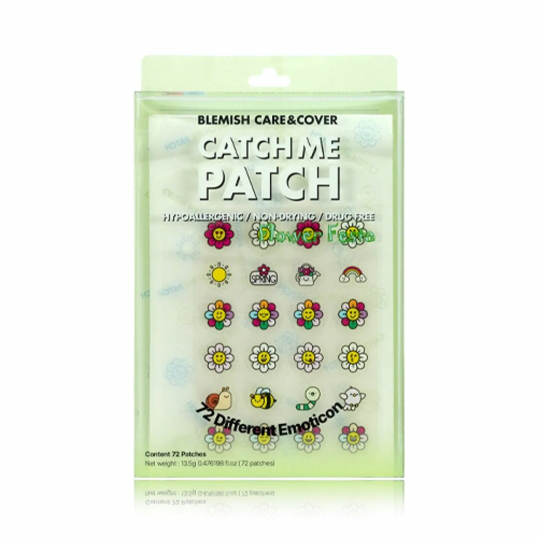Catch me patch Патч для лица против несовершенств точечный с цветочным дизайном Blemish Care & Cover Flower Festa набор 72шт