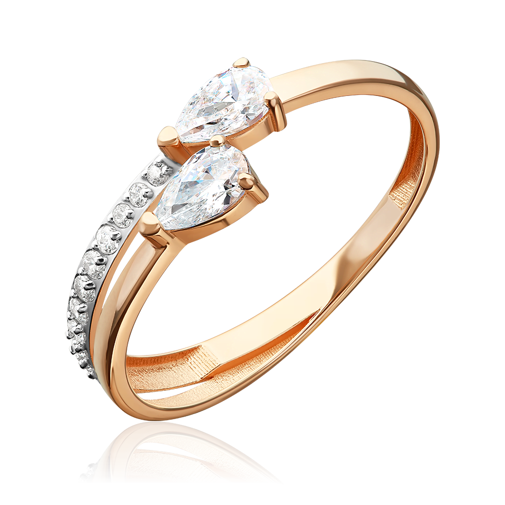 Набор колец PLATINA, красное золото, 585 проба, фианит