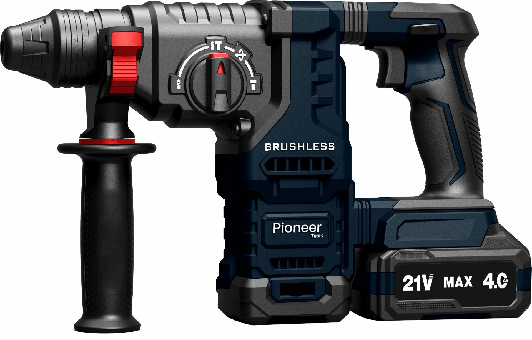 Перфоратор Pioneer RH-E20V40-01C, бесщёточный, Li-ion, 20B, 4Ah, SDS-plus, 6 режимов