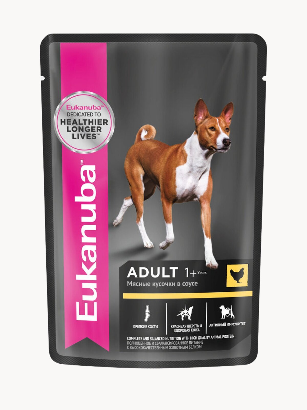 Влажный корм для собак Eukanuba Adult All Breed кусочки в соусе с птицей, 24 шт по 100 г