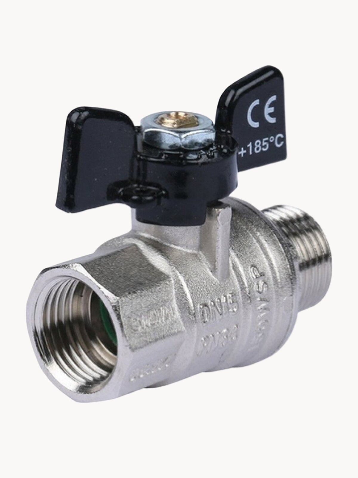 Кран шаровый внутренняя-наружная резьба, бабочка 1/2", Ду 15 Bugatti Oregon 03070