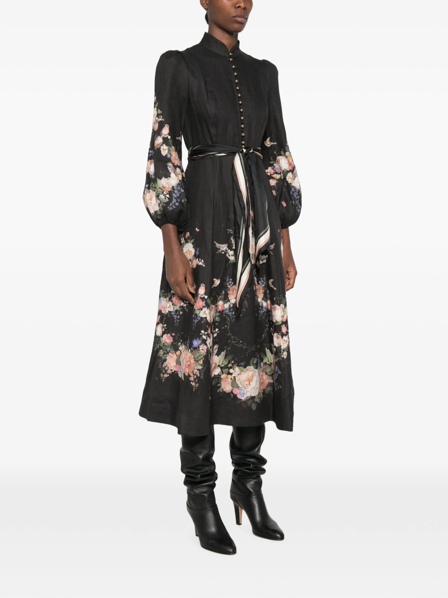 Платье ZIMMERMANN Valiant button-up maxi dress, размер 44, черный — фото 1