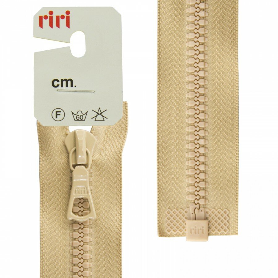 Молния riri тракторная разъёмная 1 замок, 6 мм, 50 cм, цвет 2212, бежевый