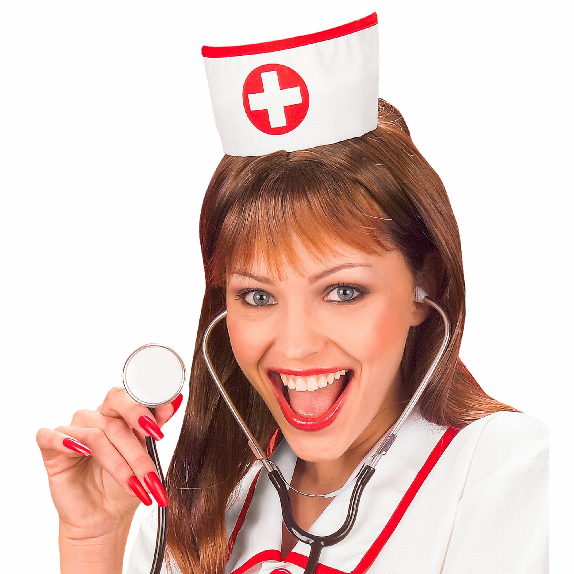 Мини-шляпка WIDMANN "Медсестра", белая, текстиль, искусственная, 1шт