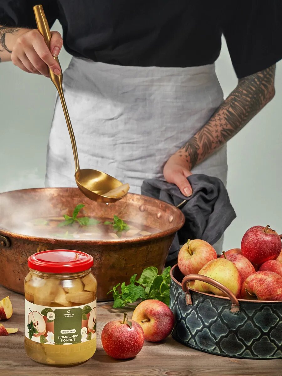 Домашний компот из яблок с мятой, 720 г