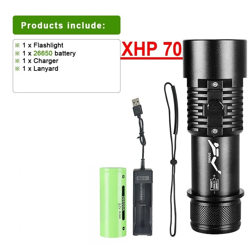 ZEBA XHP70 желтый фонарь для дайвинга 5000 мАч QS04-5000mAh