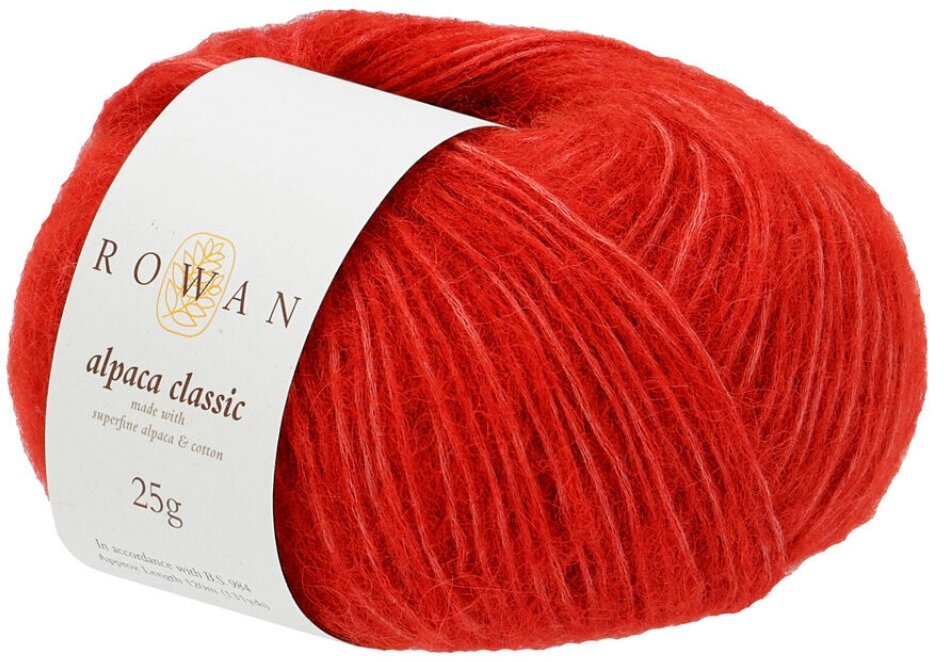 Alpaca Classic /Альпака Классик/ пряжа Rowan, 9802214 (120, vermilion (ярко-красный), красный)