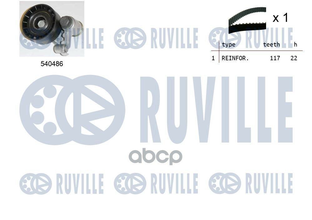 Комплект Грм Ford/Mazda/Volvo 1.25-1.6I 1996 => (Ролик 1Шт+Ремень 117X22) Ruville арт. 550029