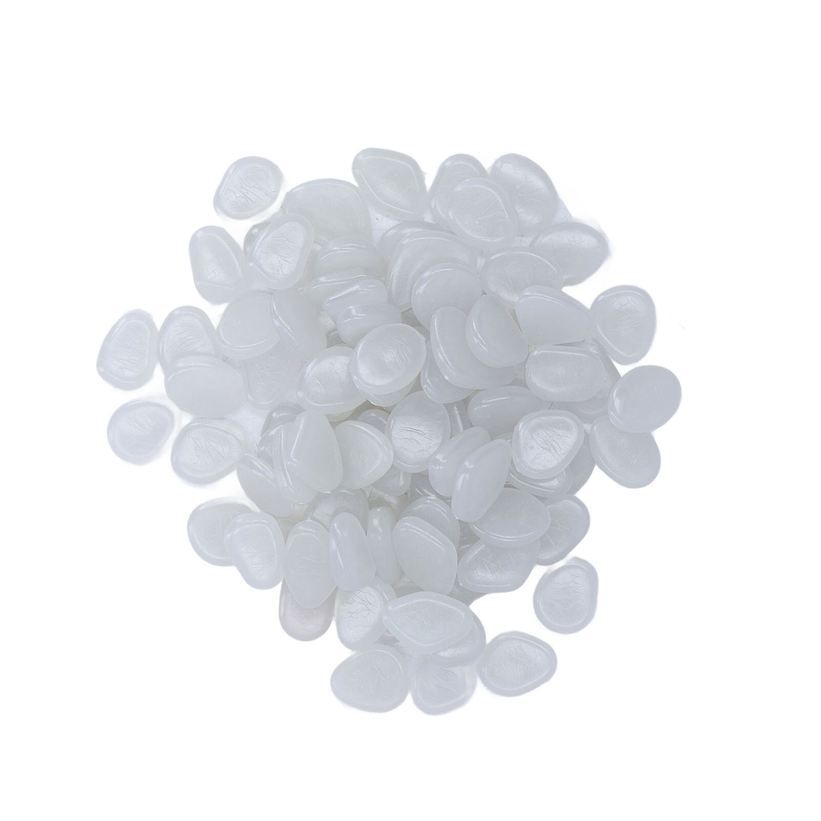 Светящиеся камни для улицы Цветные флуоресцентные светящиеся камешки для тёмного сада Дворовые дорожки Тропинки в саду 100 штук в пакете Белый