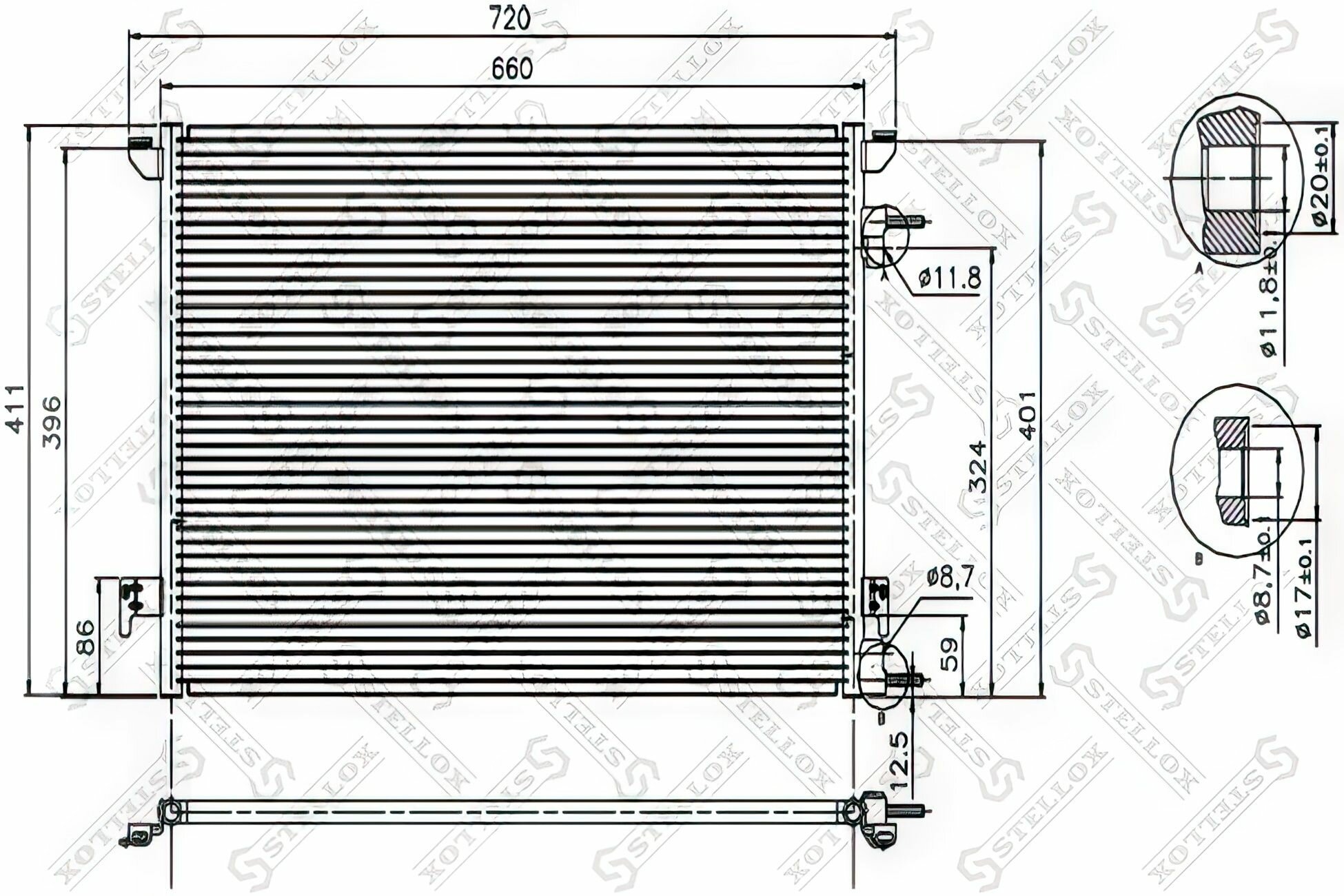Радиатор кондиционера для Фиат Крома, Опель Сигнум, Вектра C, GTS 10-45210-SX STELLOX