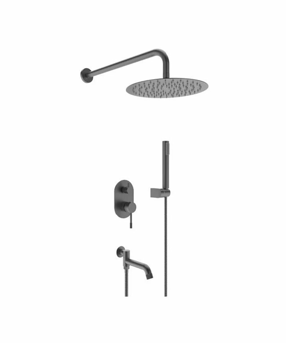 Душевая система с тропическим душем из латуни Vieir V403564-G графит