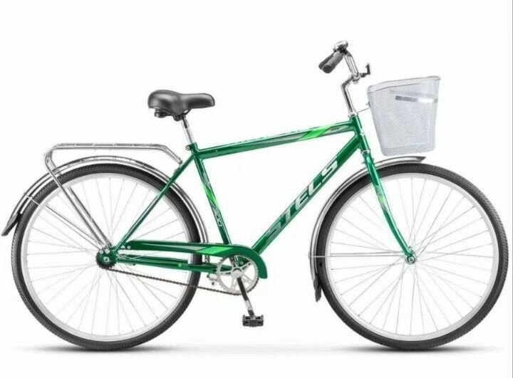 Велосипед дорожный STELS Avangard 300 28" (Navigator 300 c) зеленый + корзинка и насос