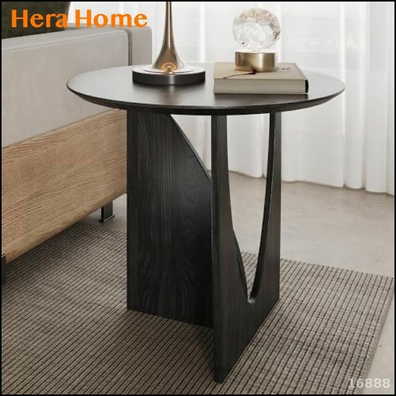 Современный эстетичный круглый журнальный столик из дуба, деревянный акцентный столик для гостиной, спальни и кухни