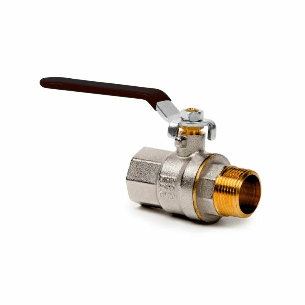 Кран для воды РосТурПласт PN40 3/4 дюйма, ручка, латунный, хром, г-ш подключение