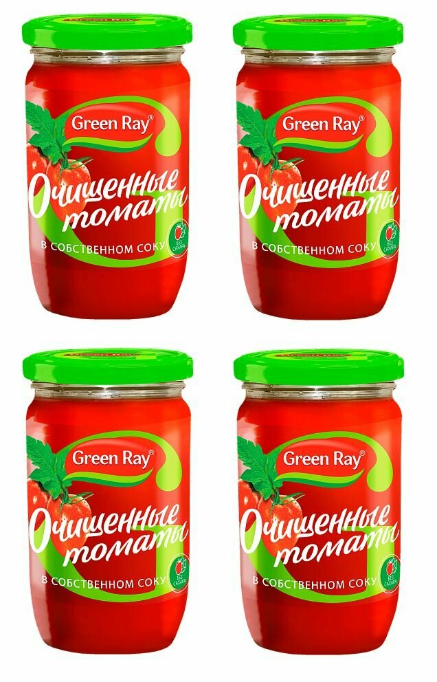 Томаты очищенные Green Ray 720мл (набор из 4 шт)