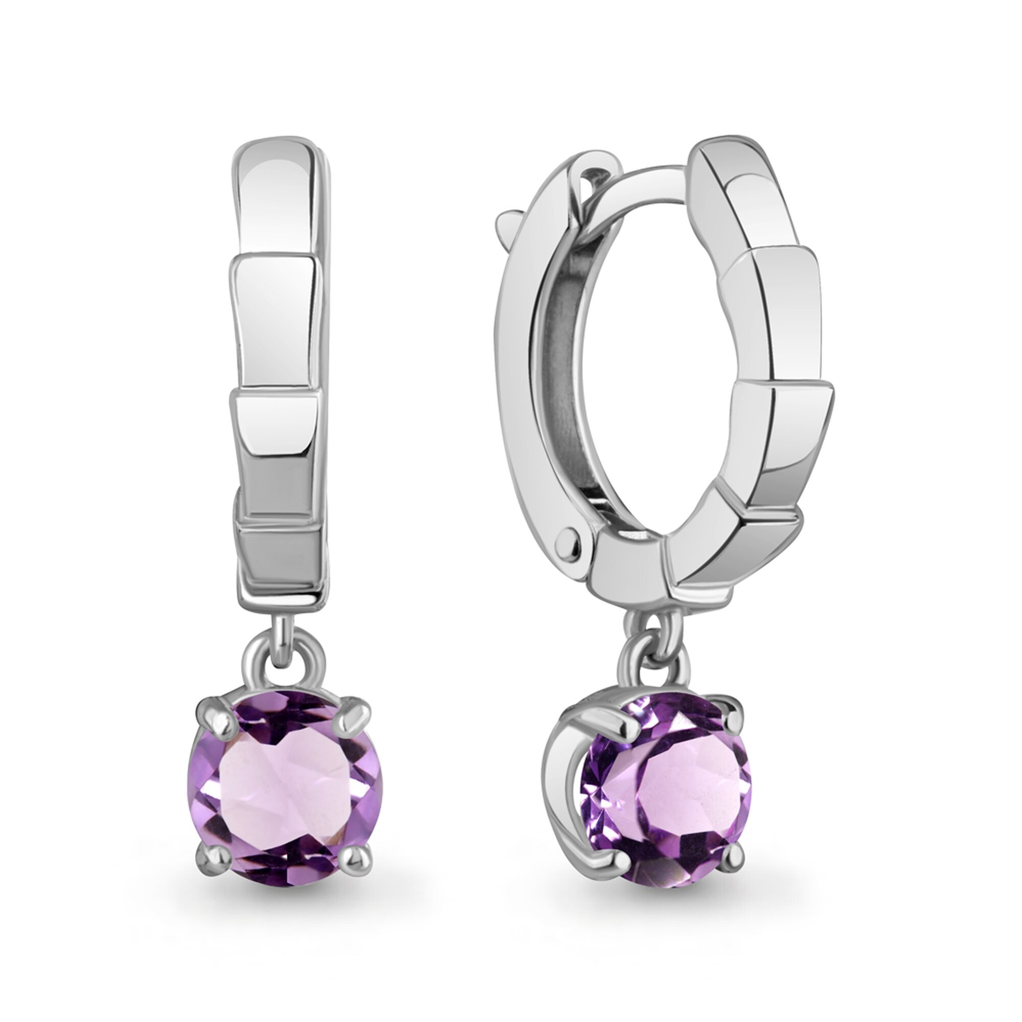 Серьги, серебро, 925 проба, родирование, аметист