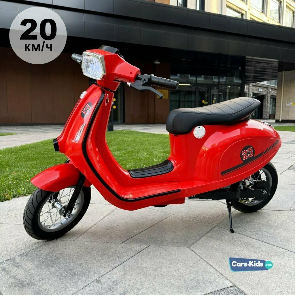 Детский скоростной электромотоцикл Vespa Sport 24V, красный, скорость до 20 км\ч