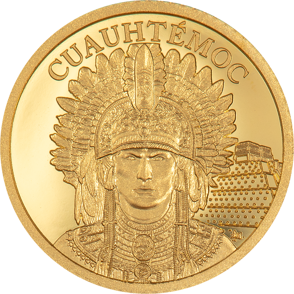 Монета золотая Острова Кука, 5 долларов 2025 год, Империя Ацтеков