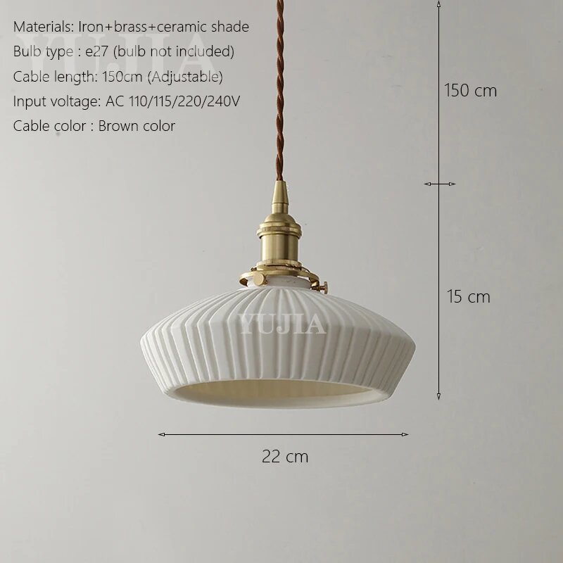 Подвесной светильник WGNUUC керамический кремовый, Bulb not included, Синий