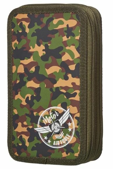 Пенал двухсекционный Комус Класс Military, цвет зеленый