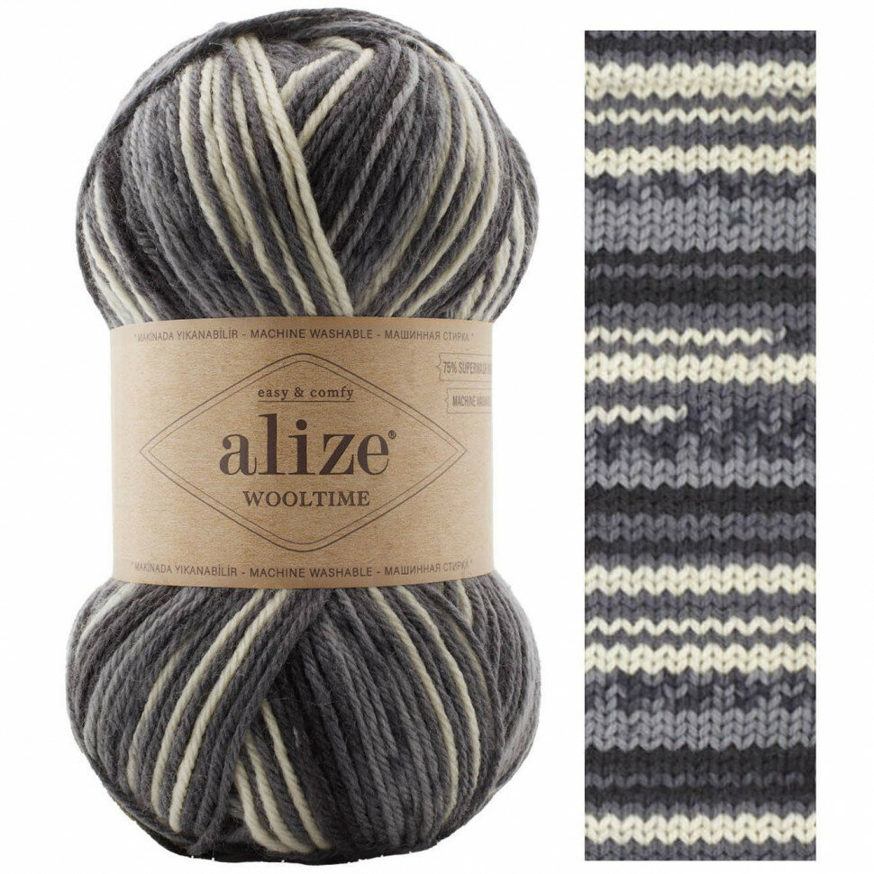 Пряжа Alize WOOLTIME 11016 принт (5 мотков)
