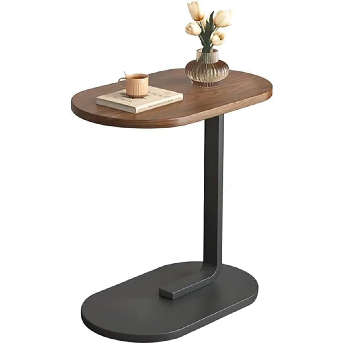 Таблицы конца, прикроватные столы, столик у дивана, боковой шкаф, боковой стол, маленький кофейный столик, столик для угла в жилой комнате или на балконе, маленький стол, прикроватный стол со. storage (ореховый цвет + черная рама)
