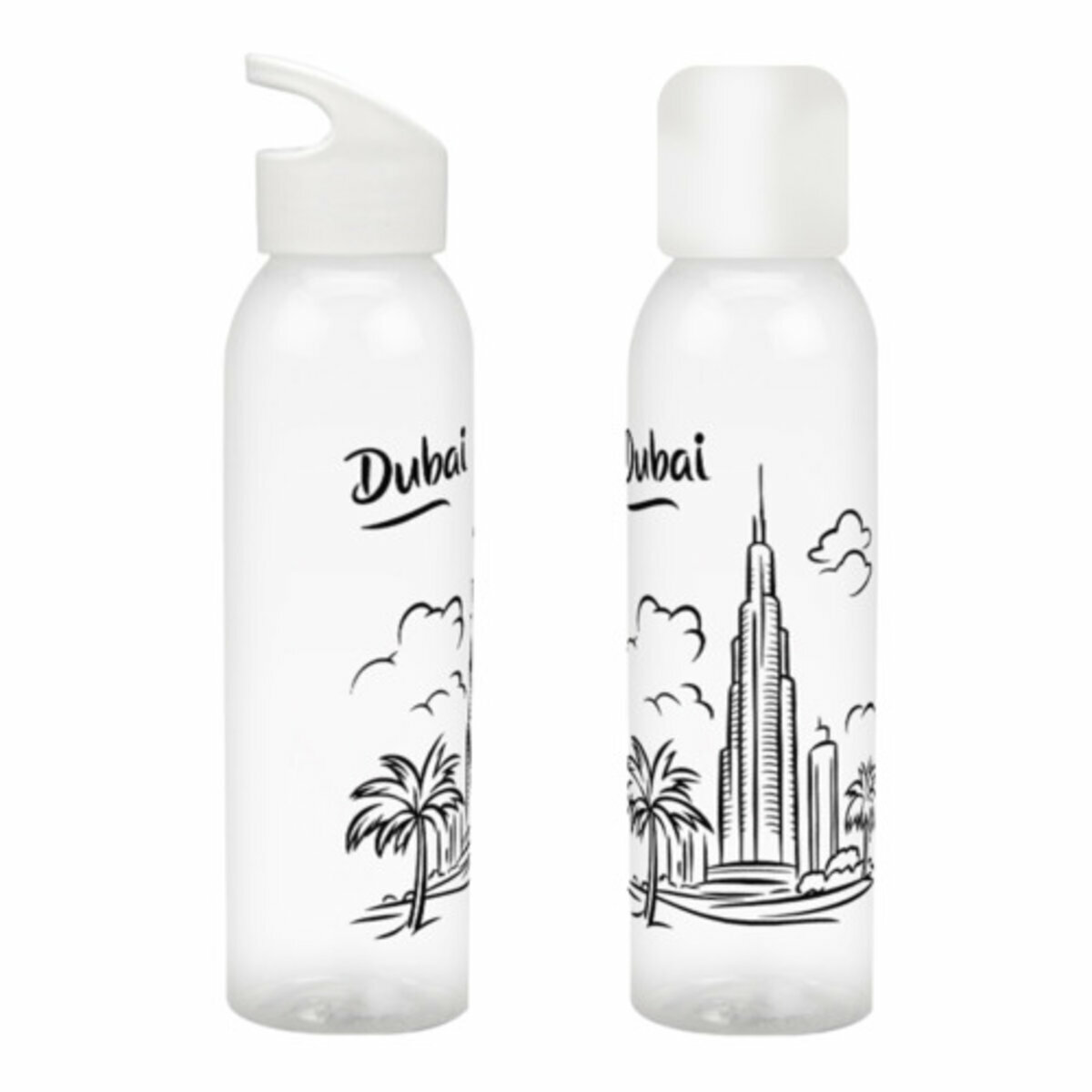 Бутылка для воды «Дубай. Башня Бурдж-Халифа. ОАЭ. Архитектура» (белый)