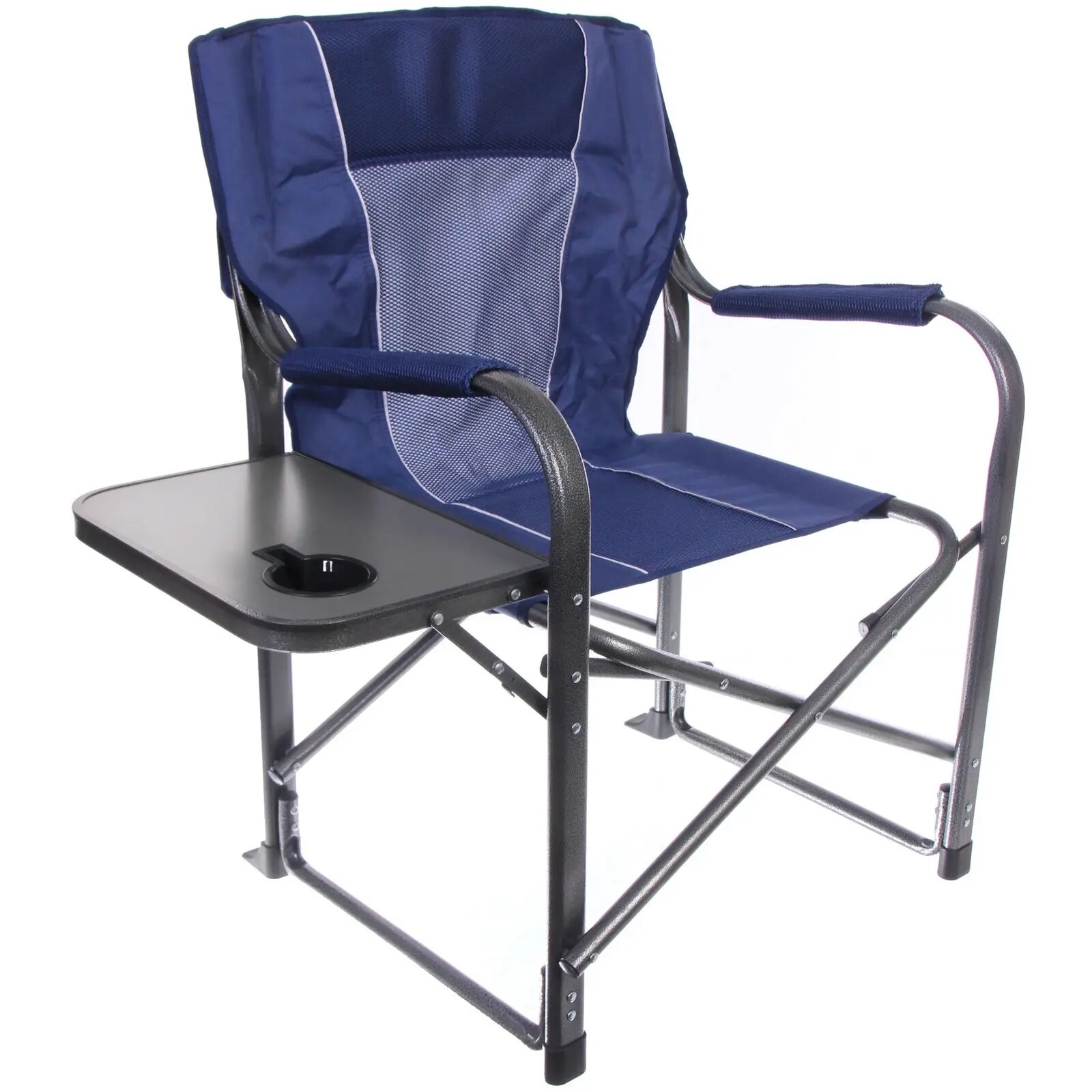 Кресло складное с подлокотниками и столиком, до 100 кг, 52*62*92 см, синий