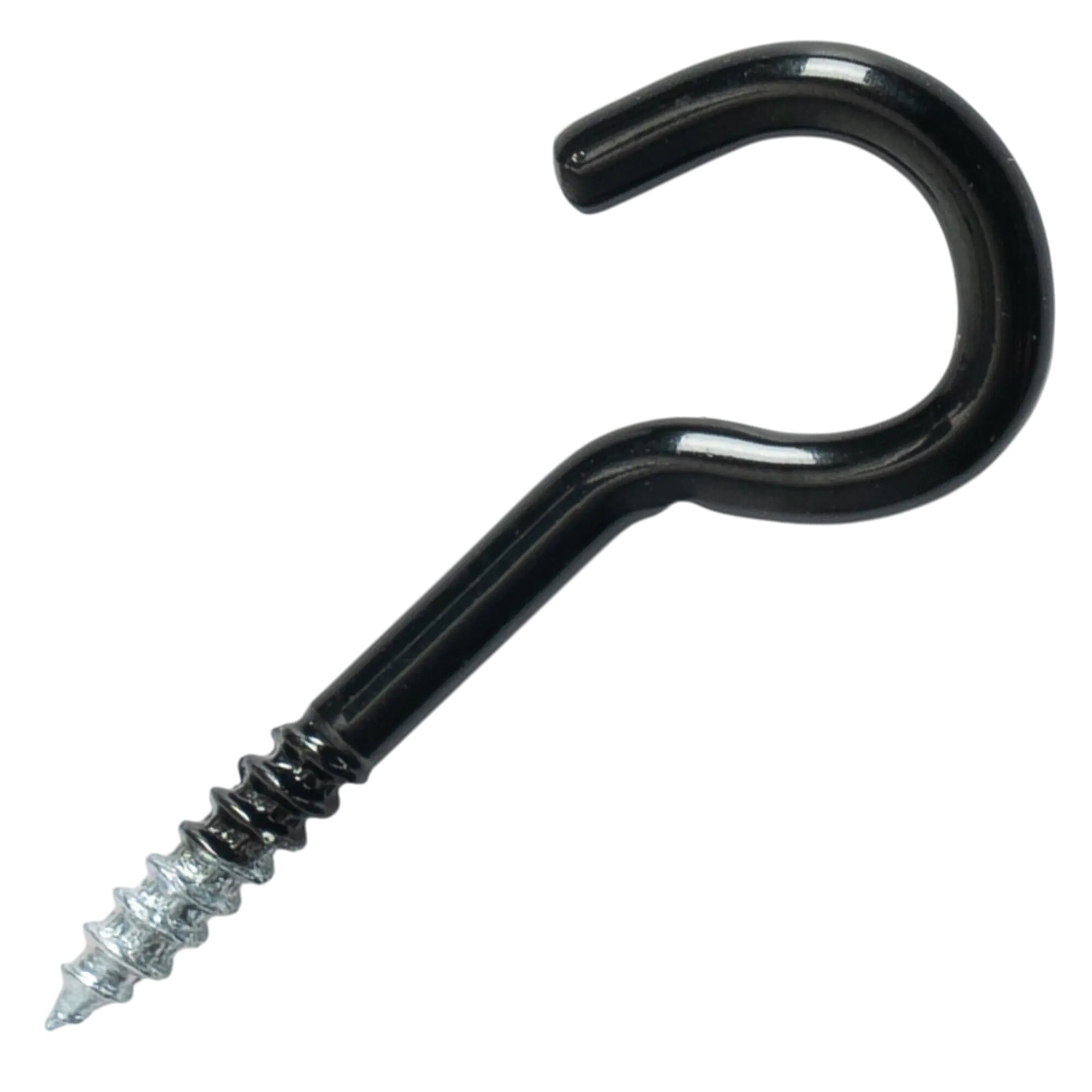 Шуруп-крюк 3x20 мм из стали RAL9005, черный крепежный элемент, комплект 12 шт