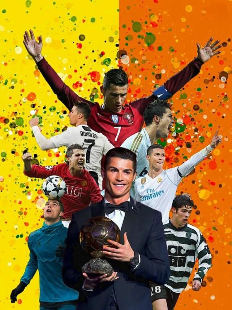 Алмазная картина "Криштиану Роналду" алмазная огранка 40х50 см,40X50CM, белый