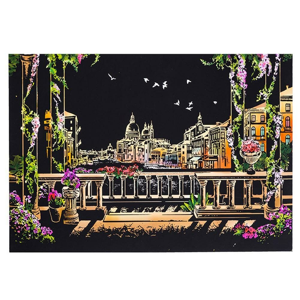 Творческий DIY Scratch Яркий Город Ночной Вид Соскребание Живопись Мир Достопримечательности Фотографии в Подарки