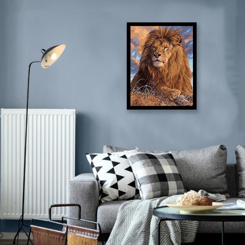 Раскраска по номерам Набор для самостоятельной акриловой живописи для детей и взрослых Bener - 16 x 20 дюймов Благородный лев (без рамки)