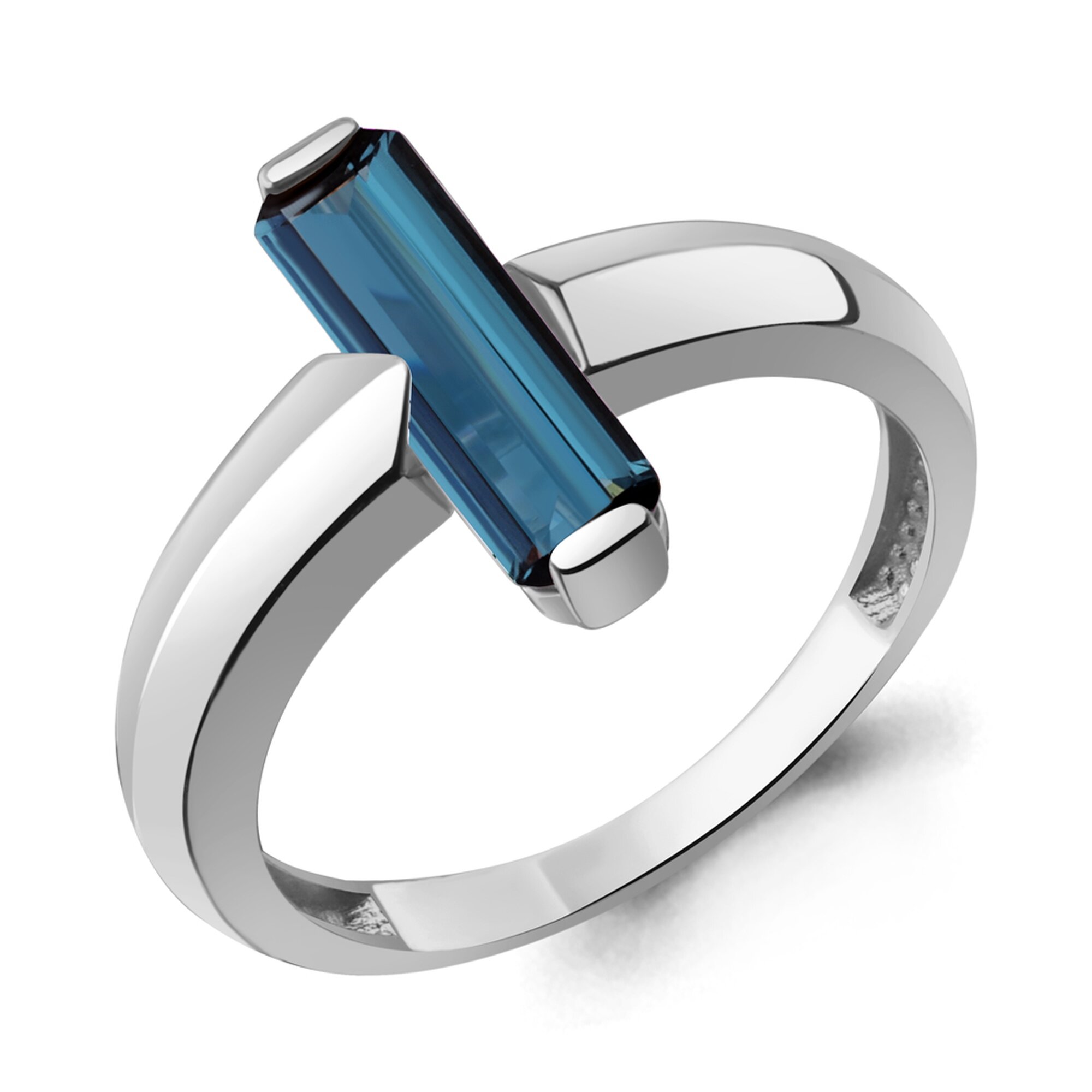 Кольцо, серебро, 925 проба, родирование, Лондон топаз