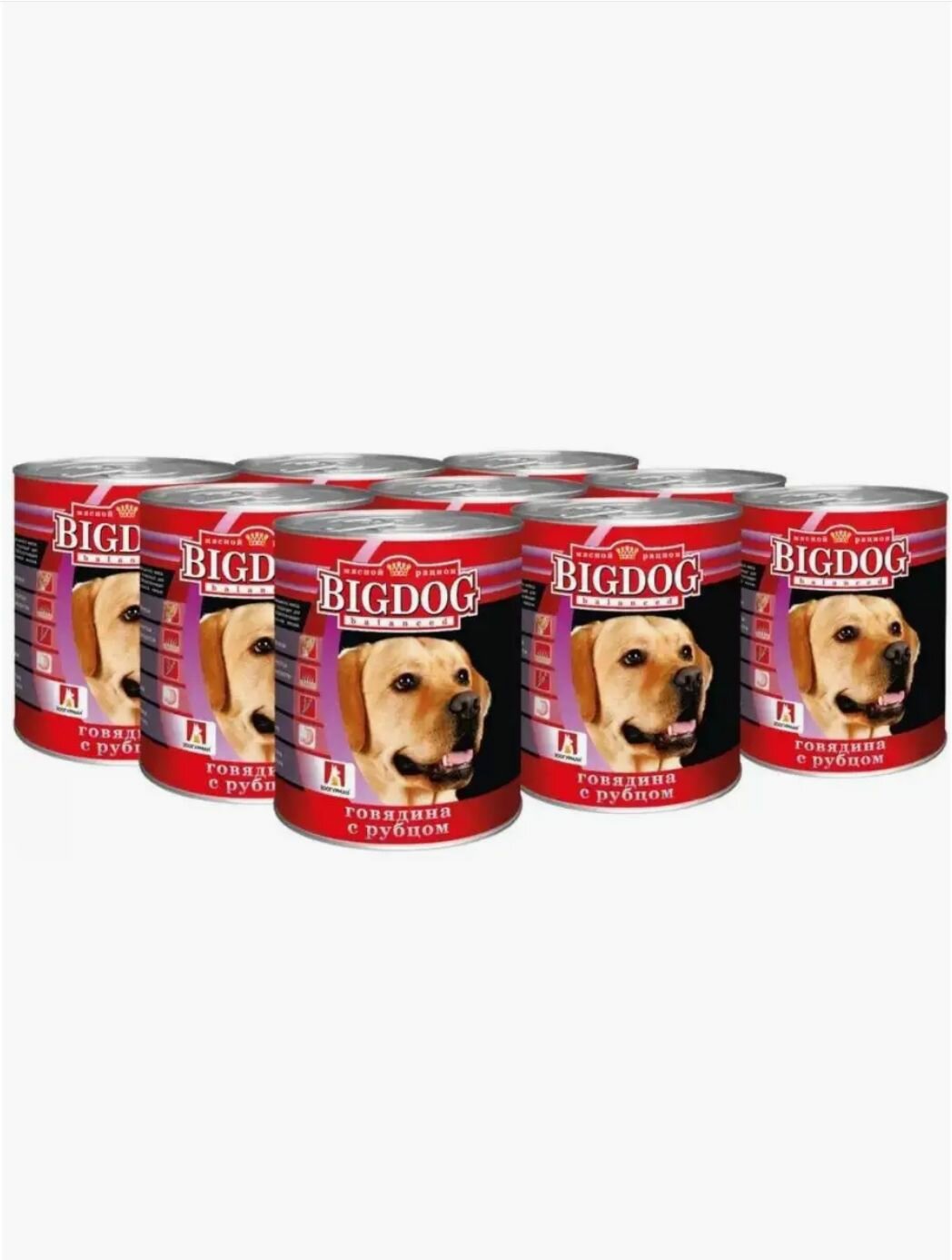 Зоогурман BIG DOG консервы для собак Говядина с рубцом 850г (9 штук)