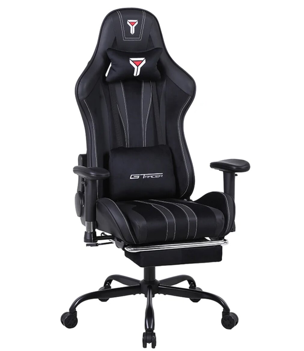 Кресло игровое компьютерное для геймера с подножкой и механизмом качания