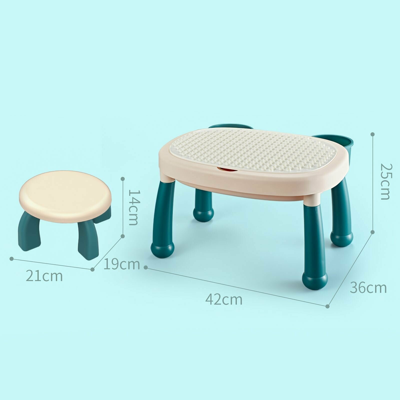 Игровой стол "Мишка" со стулом, конструктор, 70 элементов, пищевой пластик