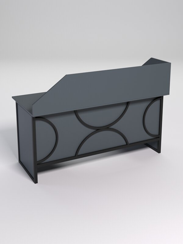 Стол двухтумбовый офисный С-07 с экраном "стронг" в стиле лофт декор №1, Темно-серый