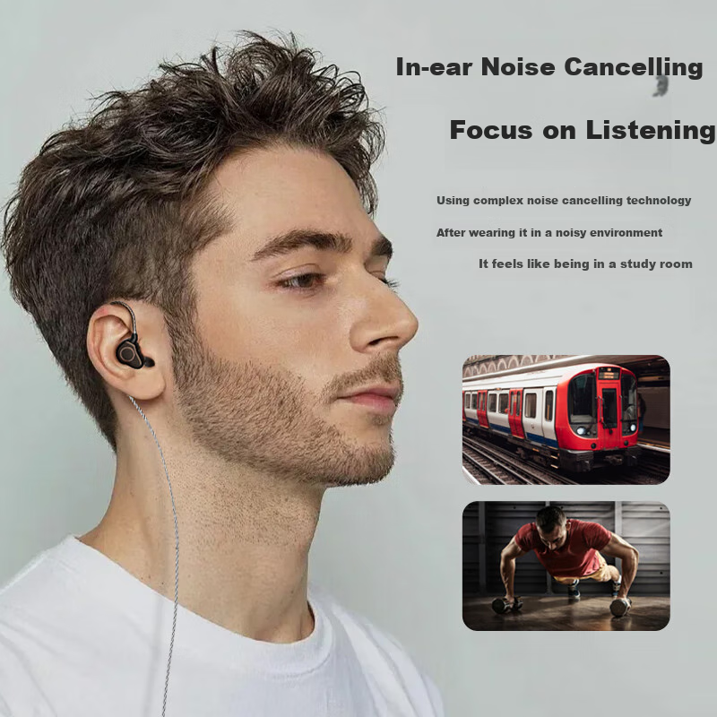 Newmine XL17 Extended Version 3m Professional Monitoring Headphones Wired 3.5mm Gaming Without Mic Anchor Live Special Sound Card In-ear Computer Noise Cancelling Earbuds Black