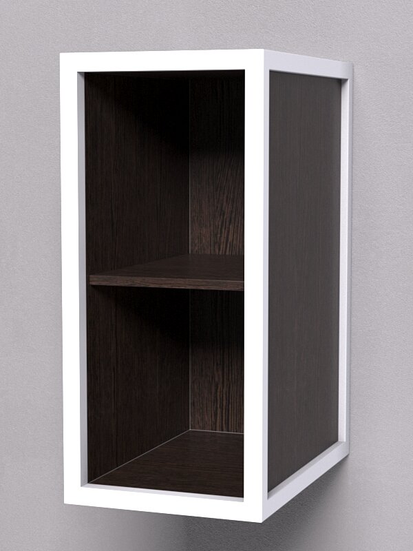 Антресоль узкая, глубокая А-04 "стронг" в стиле лофт, Дуб Венге + металлический каркас Белый