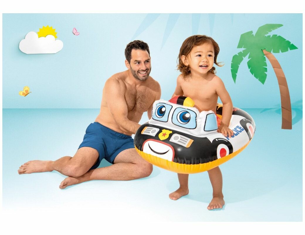 Надувной круг-ходунки Полицейская машина с трусами, 74х58 см, от 1 до 2 лет, 59586-полиция