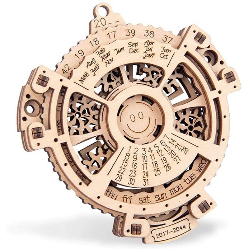 Вечный календарь 3D DIY Пазлы Игрушки Творческий Деревянный Механический Трансмиссия Резьба Строительство Гравировка