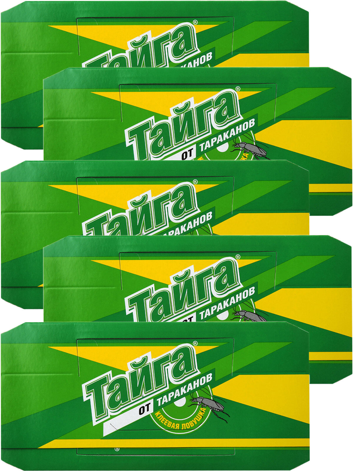 Клеевая ловушка Тайга, средство для уничтожения тараканов, нетоксичное, 5 штук
