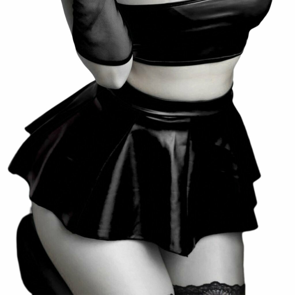 Юбка, Сексуальная кожаная юбка - черная, 1 шт