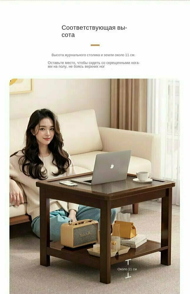 Приставной столик арт-деко 35x60x60см, универсальный, угловой, массив дуба