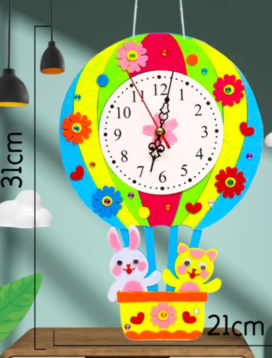 Детские настенные часы своими руками, аппликация из фетра