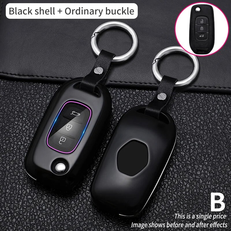 Черный чехол для ключа Renault Megane Clio Captur Kangoo Lada Vesta